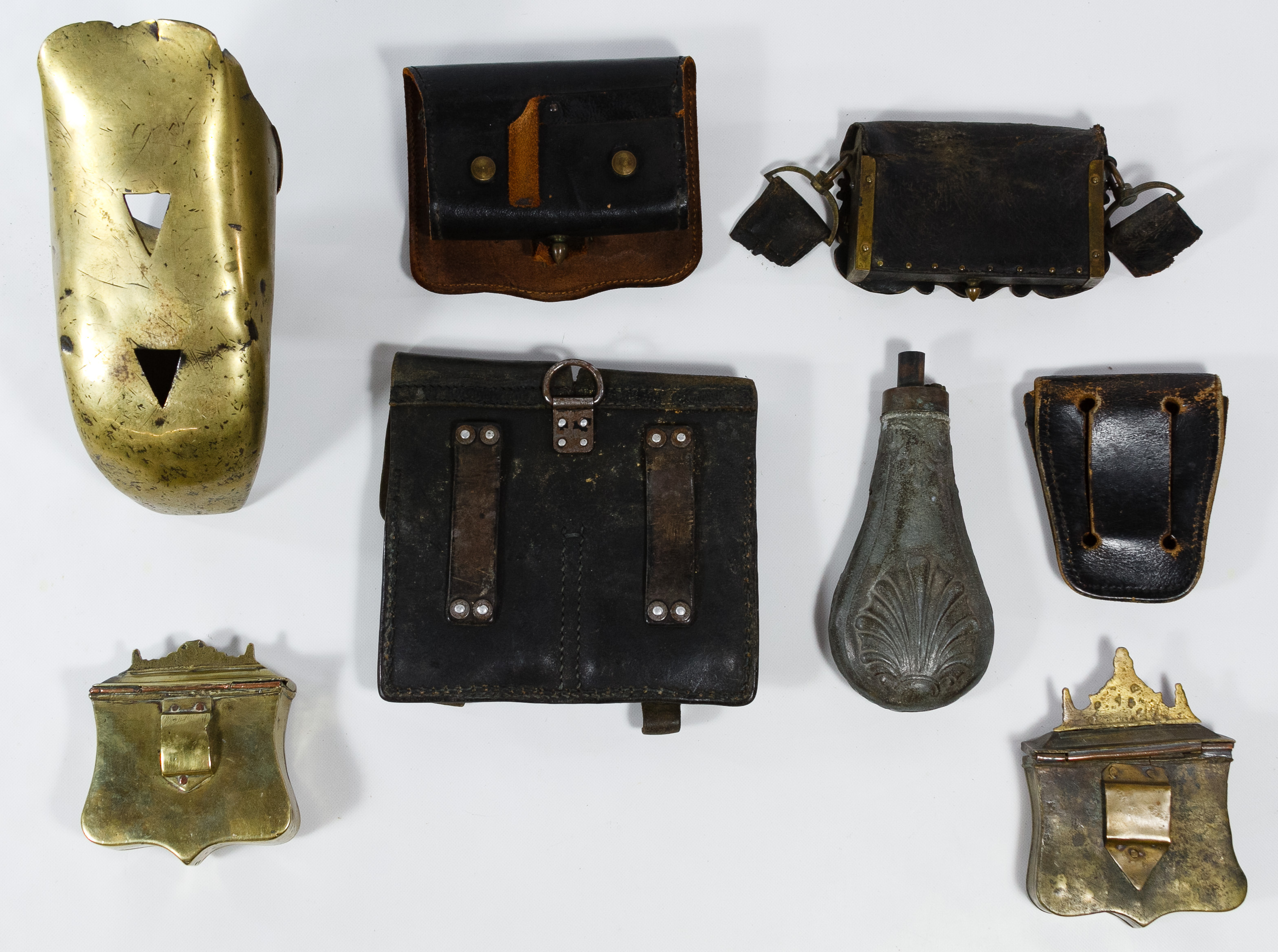 Post Civil War Era Pouch and Powder Flask Assortment