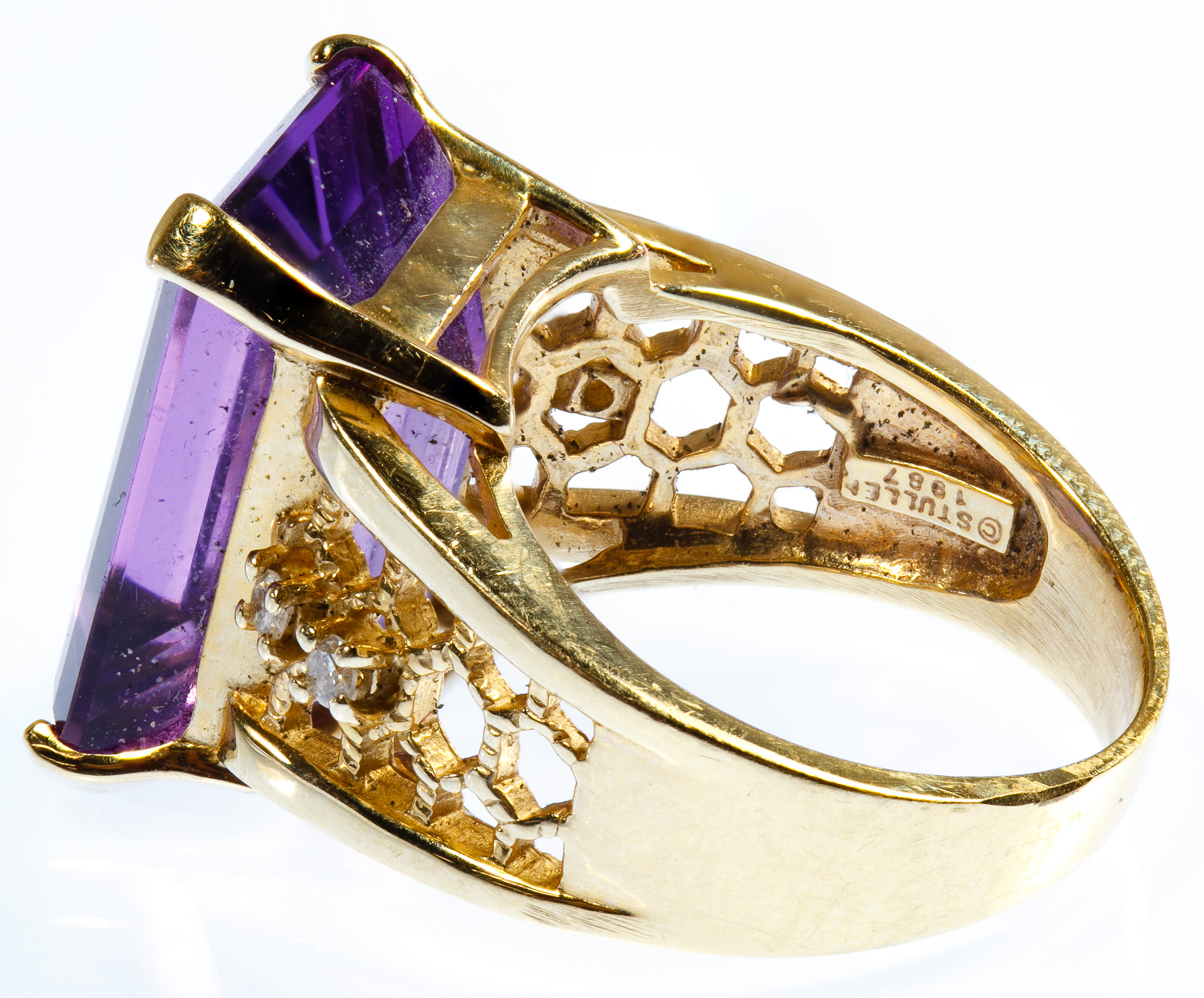 Stuller 14k Gold, Amethyst and Diamond Ring