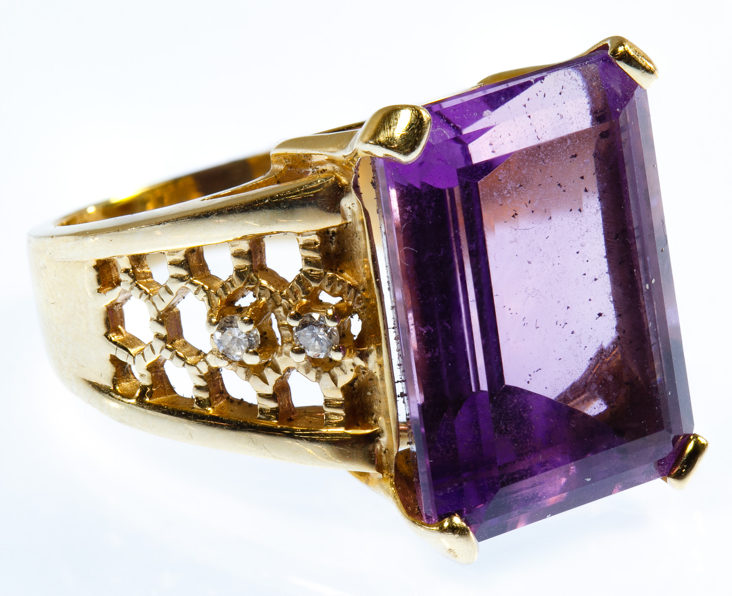 Stuller 14k Gold, Amethyst and Diamond Ring