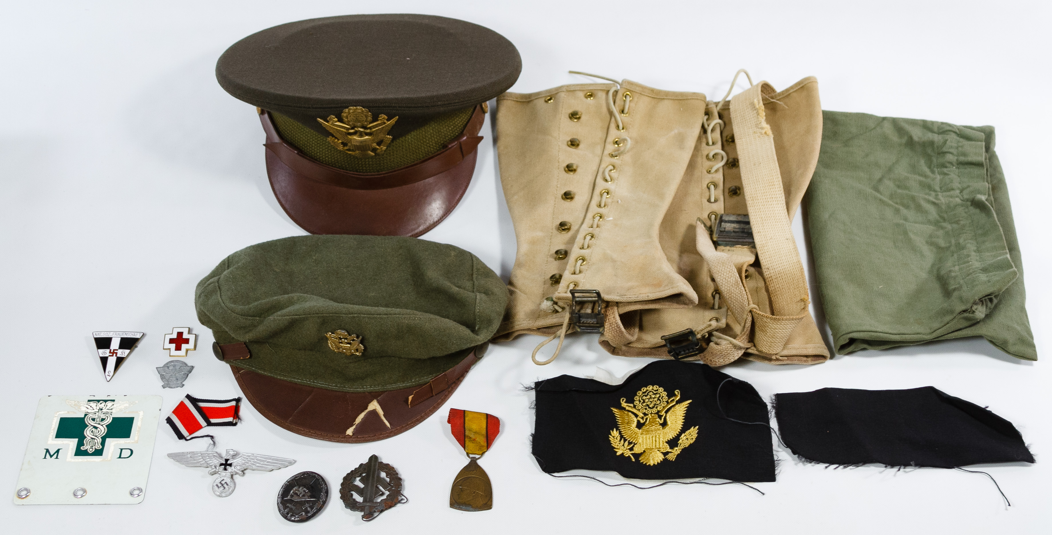 World War II US Army and German Accessory Assortment