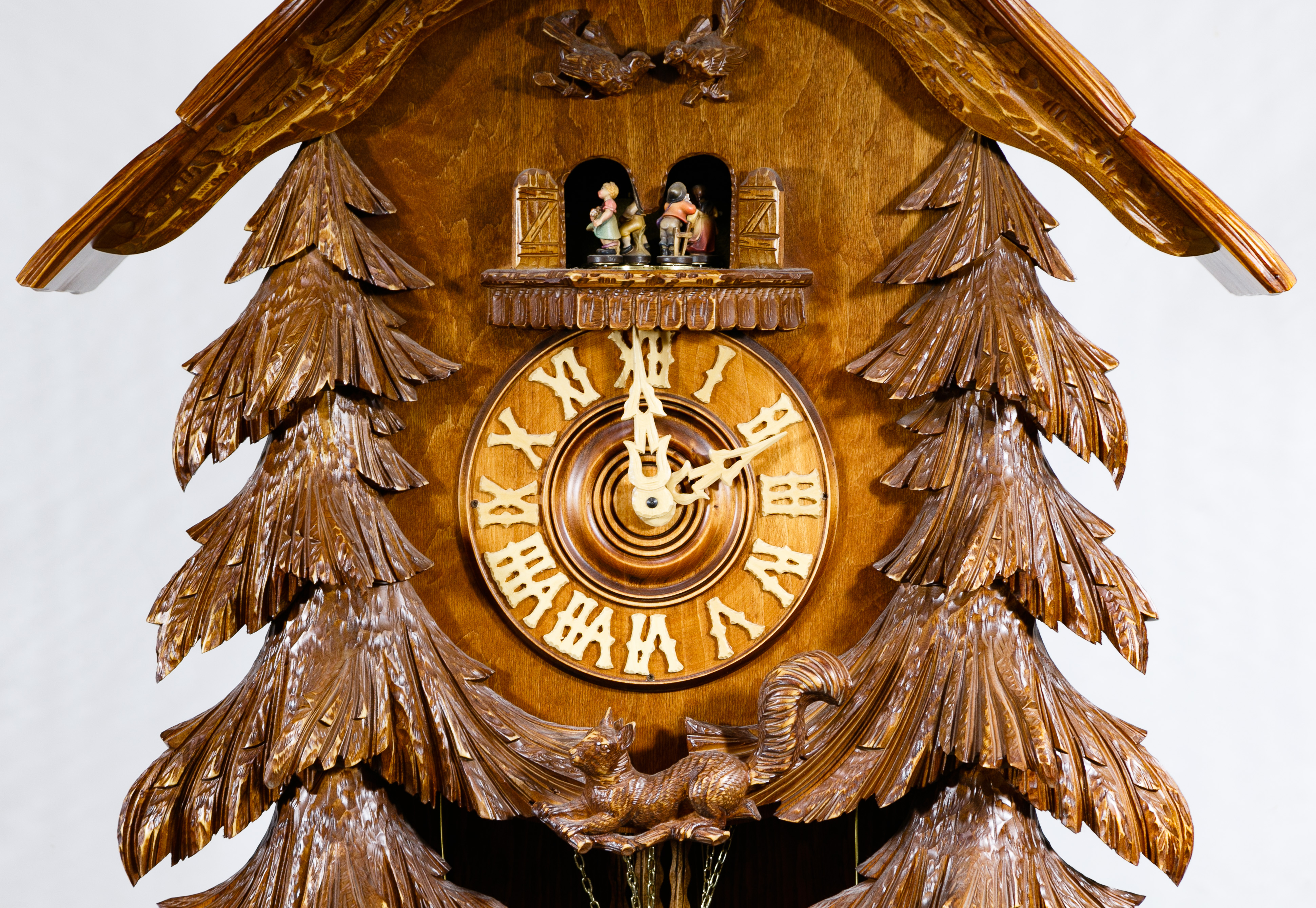 Kieninger Mahogany Grandfather Cuckoo Clock
