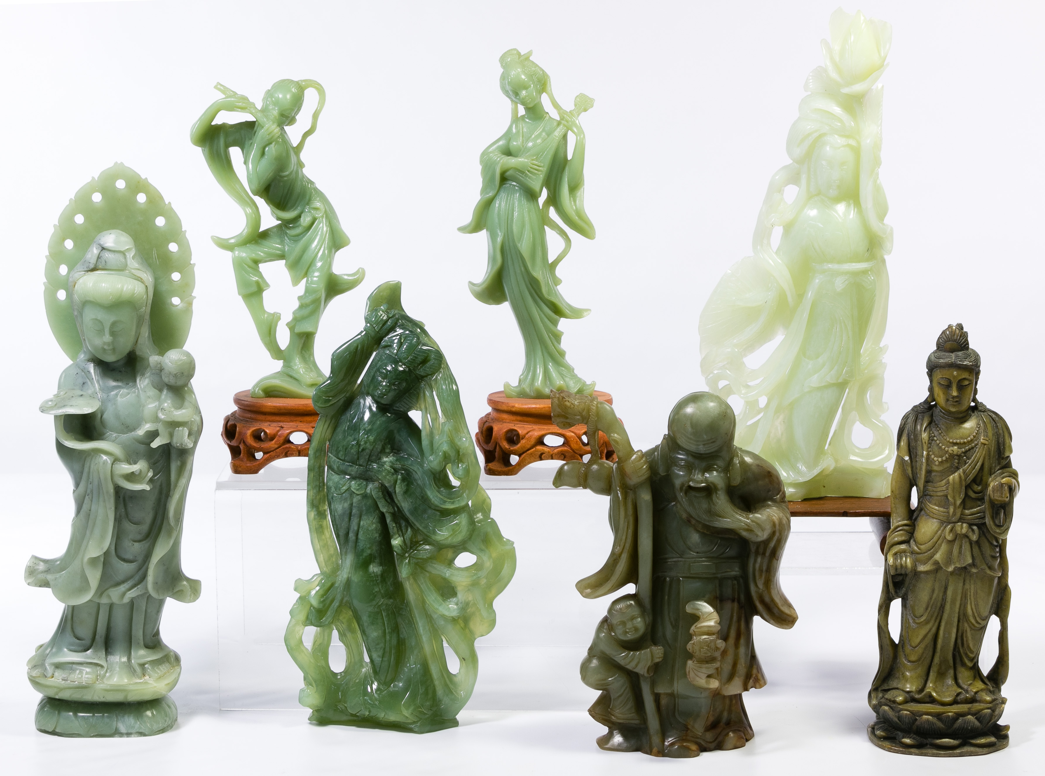 Asian Carved Stone Figurine Assortment
