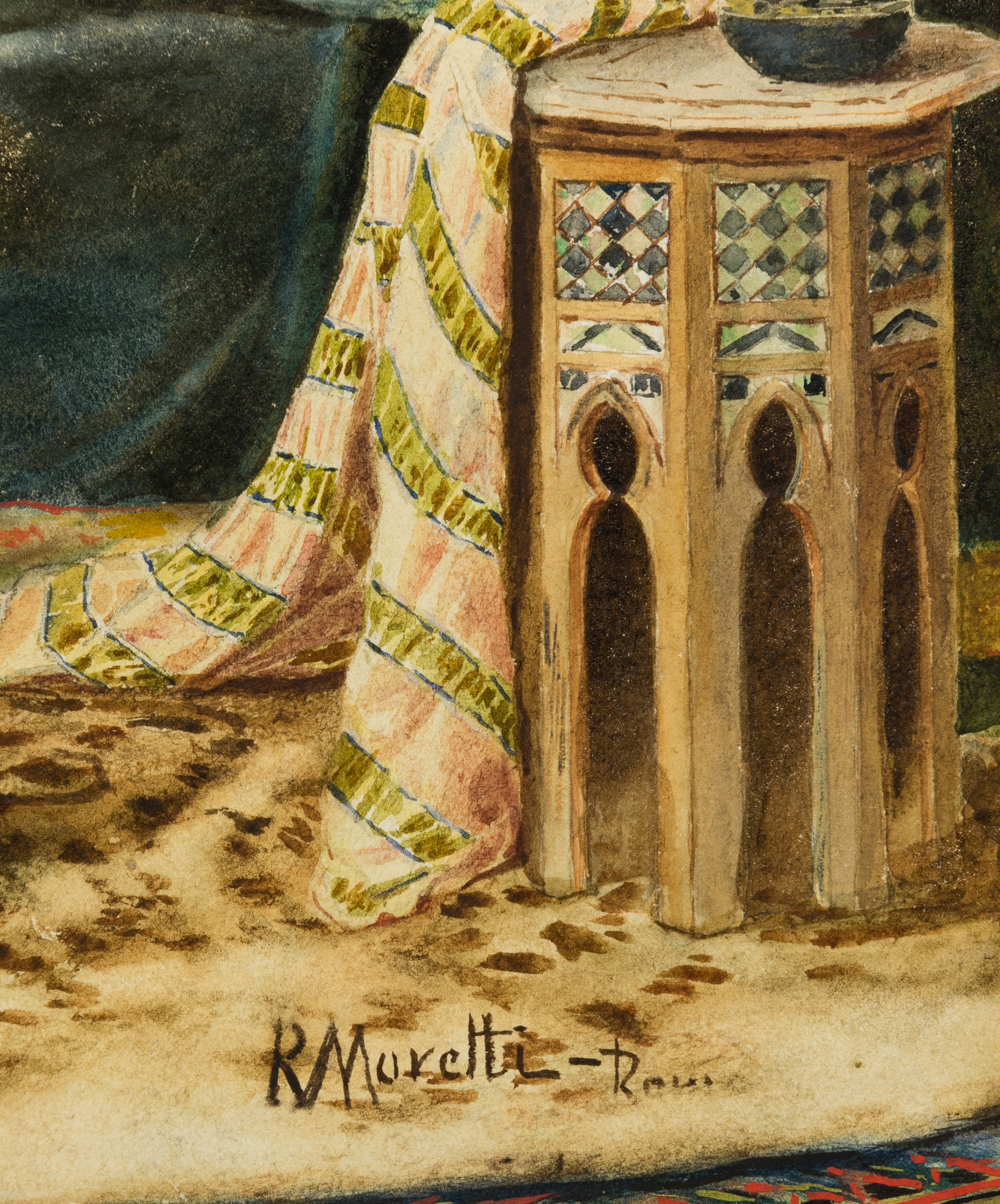 Renato Moretti (Italian, 1863-1913) 'Repose' Watercolor
