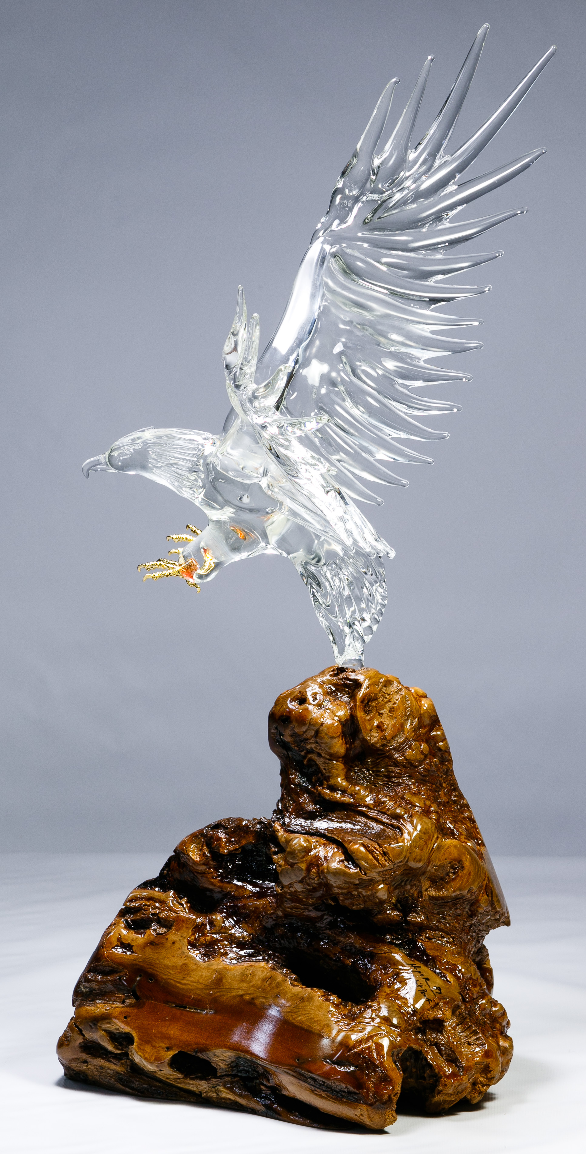 Warren Hooper (American, 20th Century) Art Glass Eagle