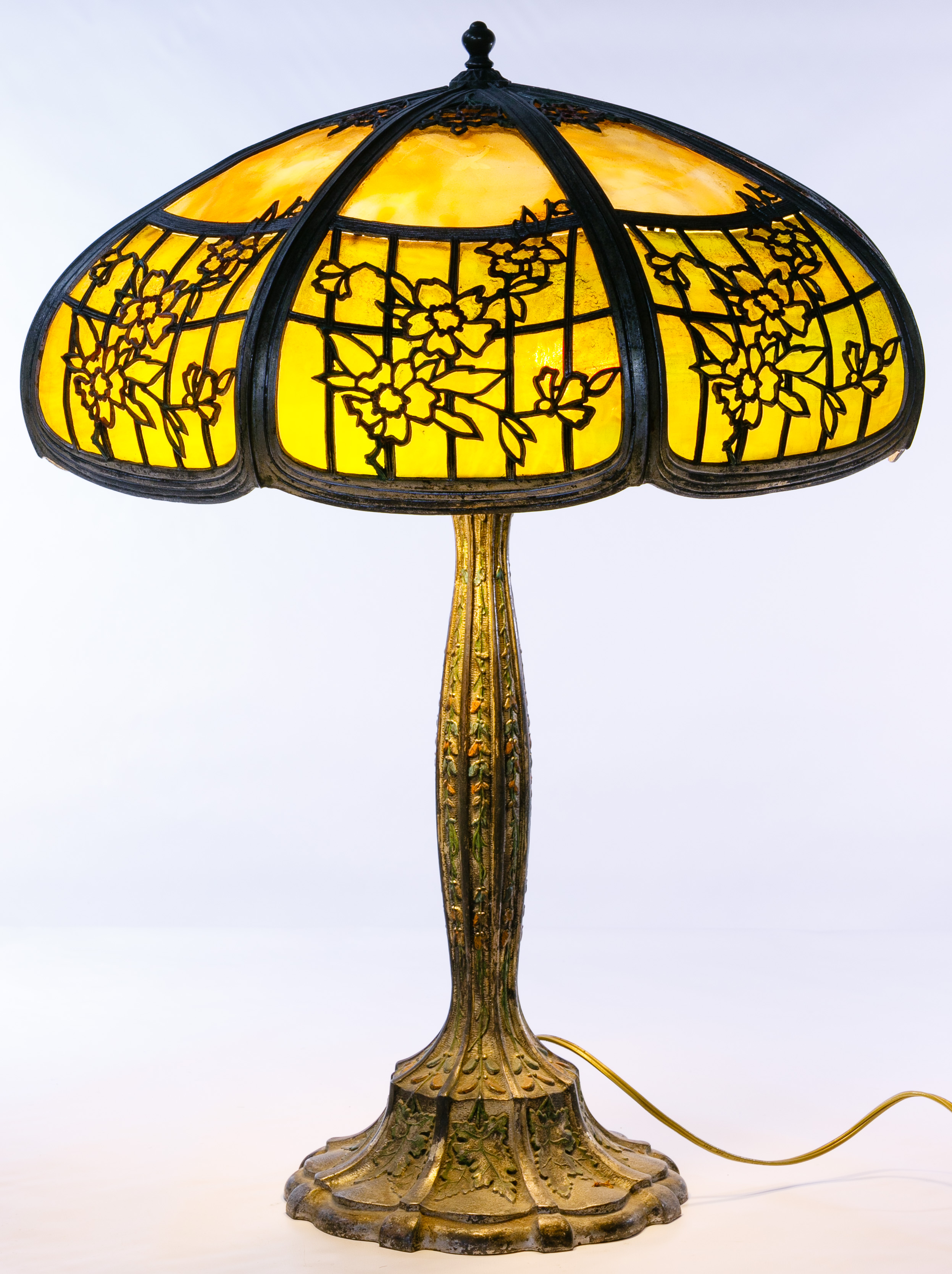 Slag Glass Panel Table Lamp