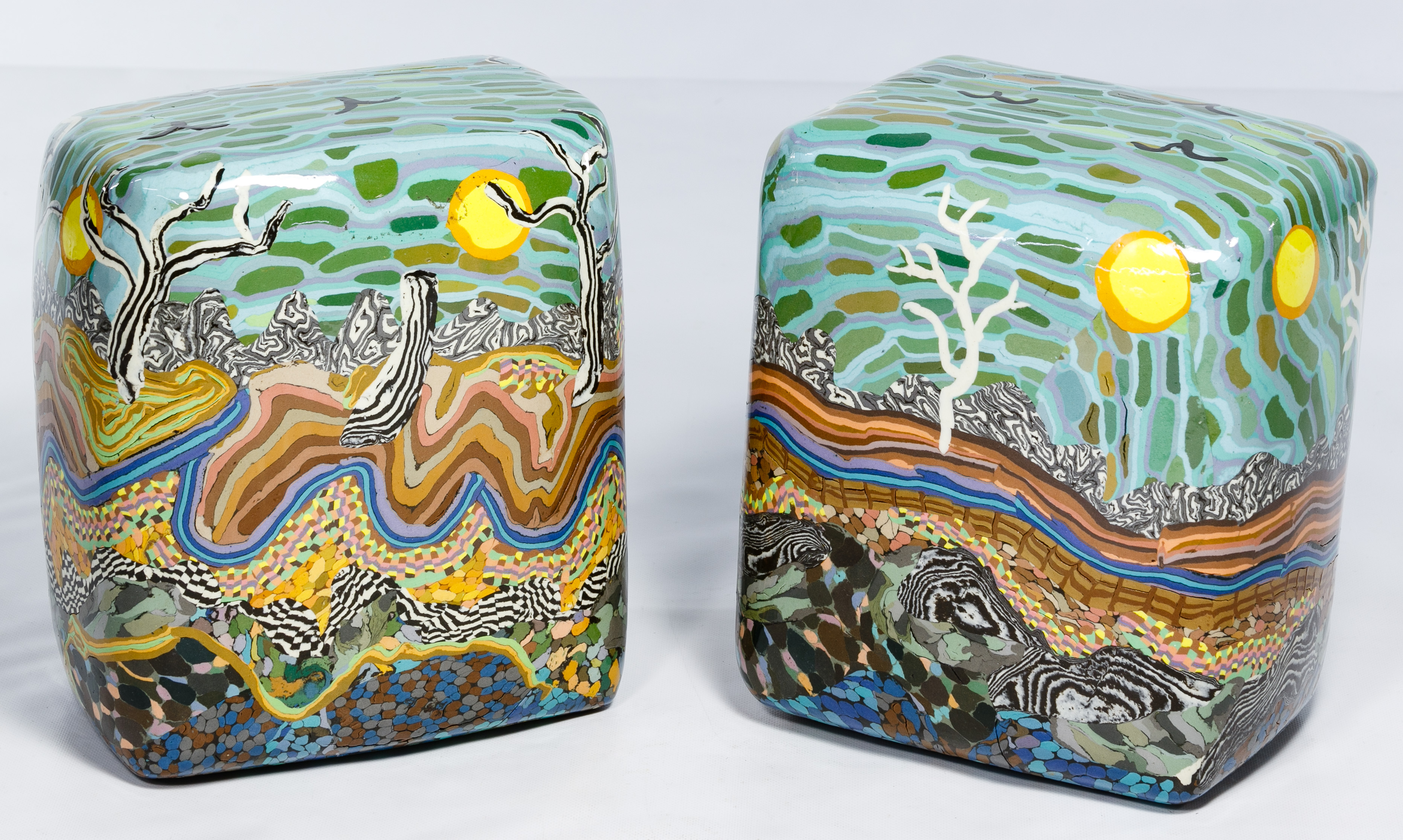 Jane Goslin Peiser (American, b.1933) Ceramic Bookends