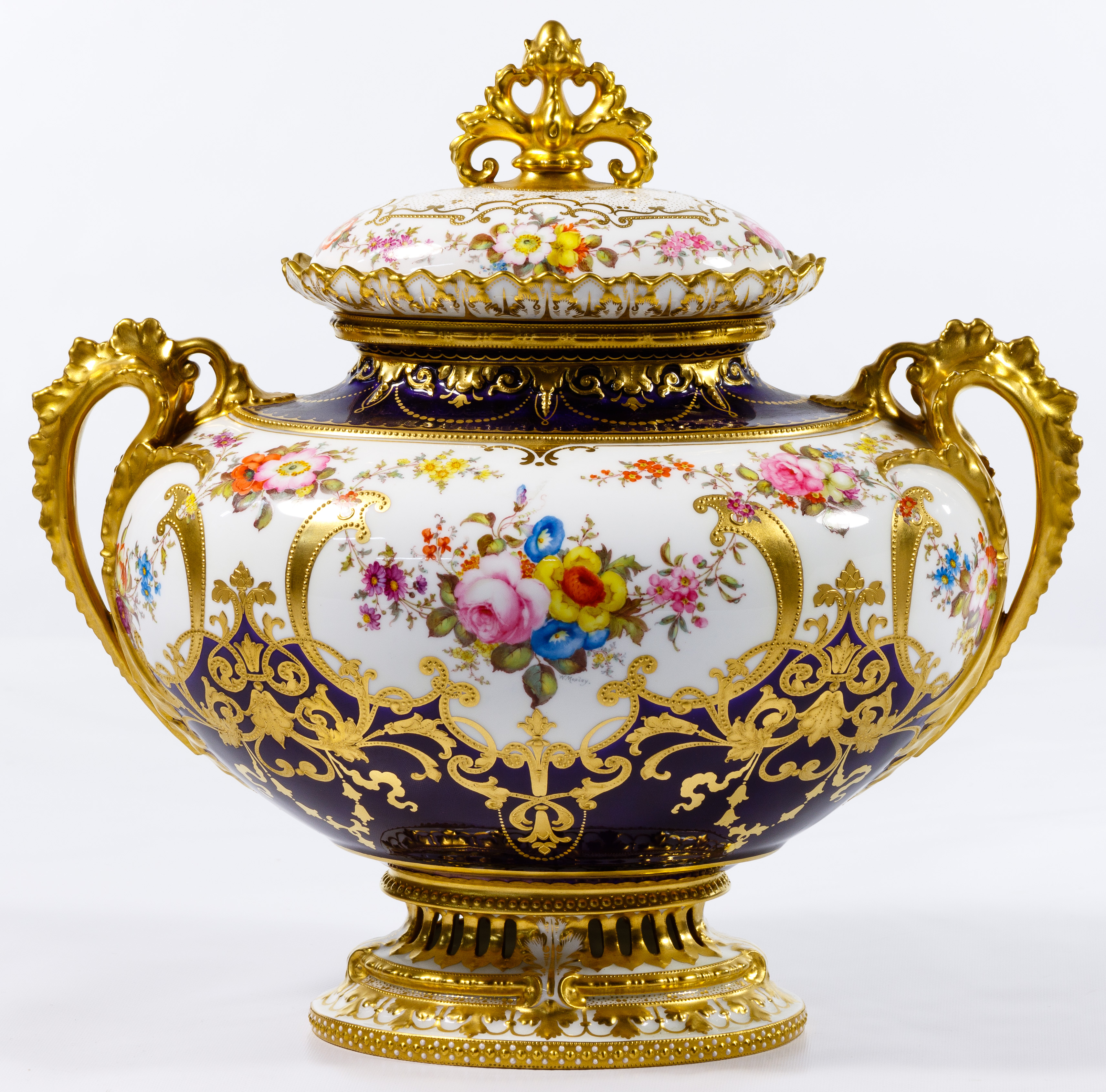 Royal Crown Derby Covered Oval Porcelain Urn