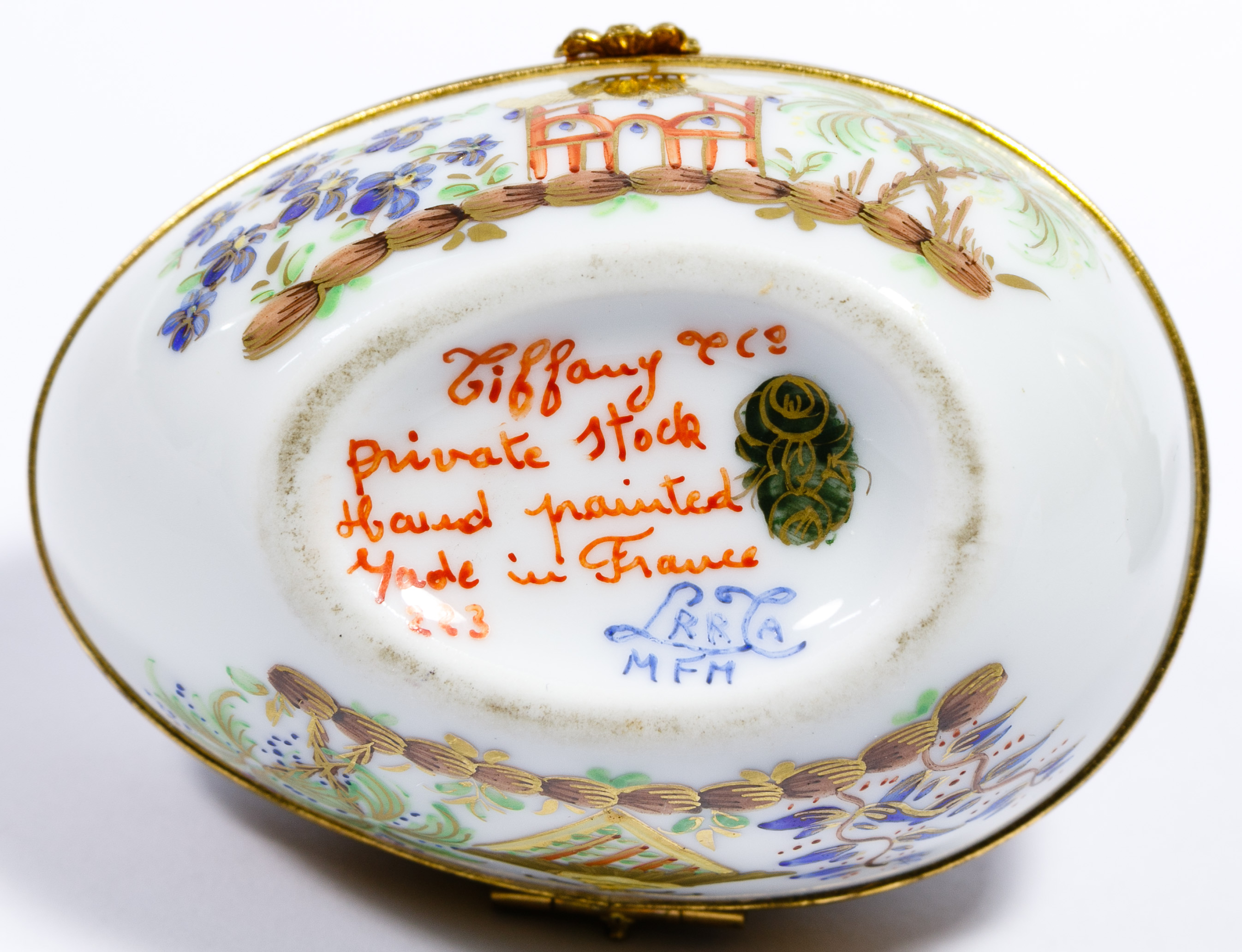 Tiffany & Co Hand Painted Porcelain Egg Trinket Boxes