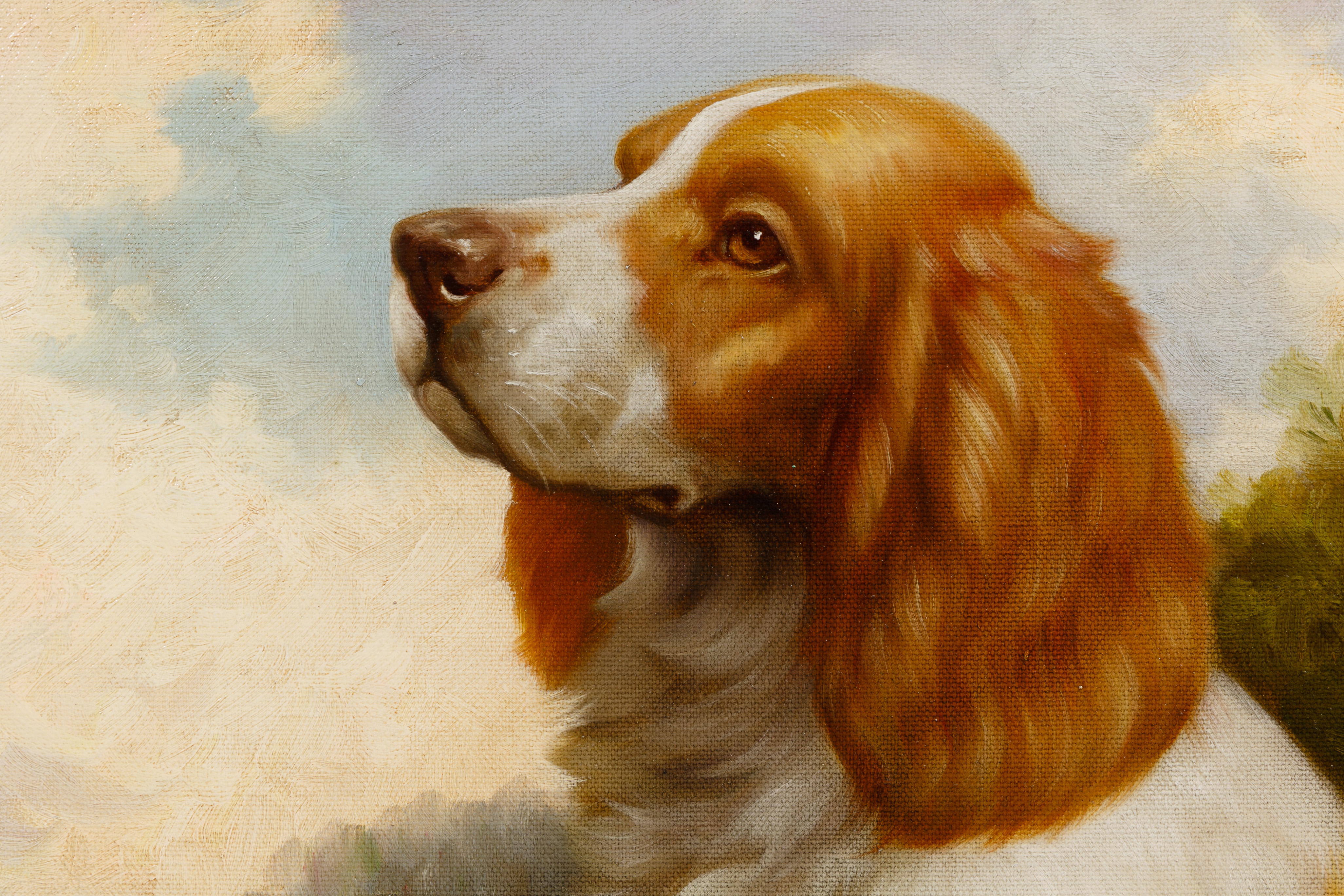 Jim Hutt (American, 20th Century) Brittany Spaniel Oil on Ca